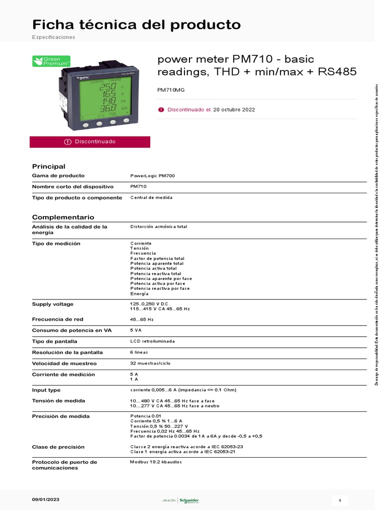 Ficha técnica PowerLogic PM710 | PDF | Energia electrica | Ingenieria ...
