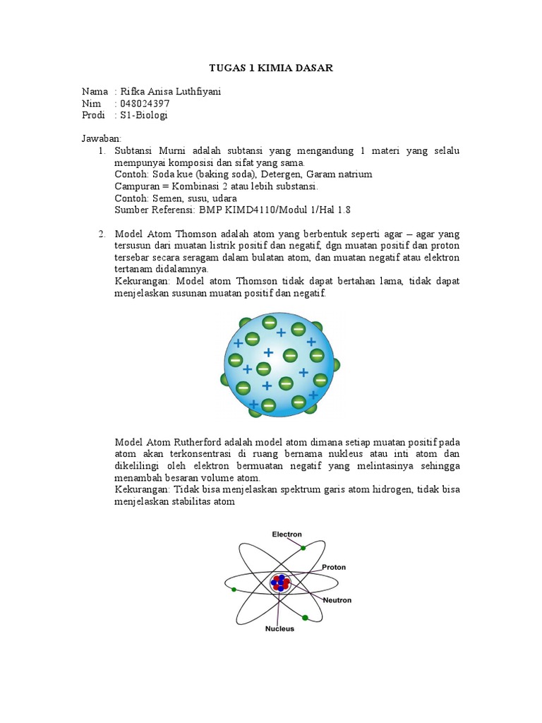 Tugas 1 Kimia Dasar | PDF