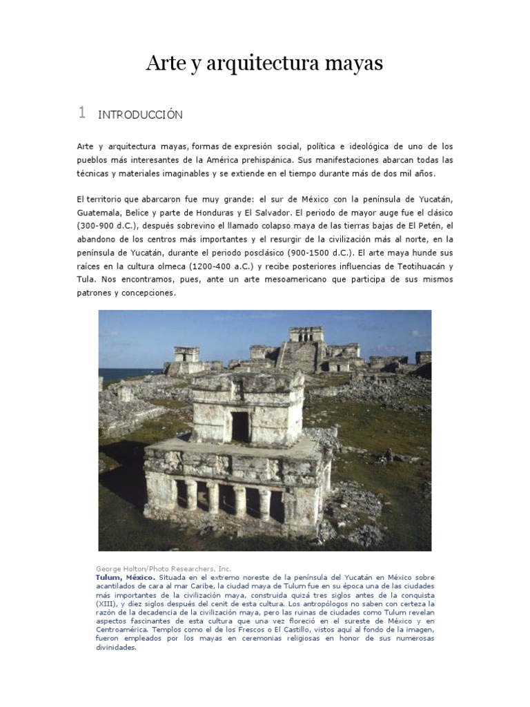 Arte y Arquitectura Mayas | PDF | Civilización maya | Cultura de las ...
