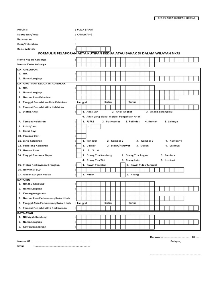 Formulir KUTIPAN KEDUA ATAU BAKAK | PDF