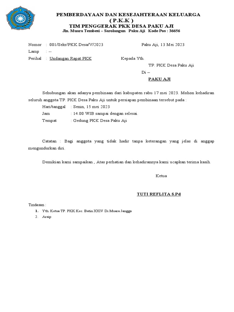 Contoh Undangan PKK 1 | PDF