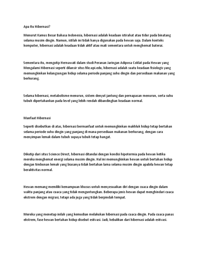 Apa Itu Hibernasi | PDF