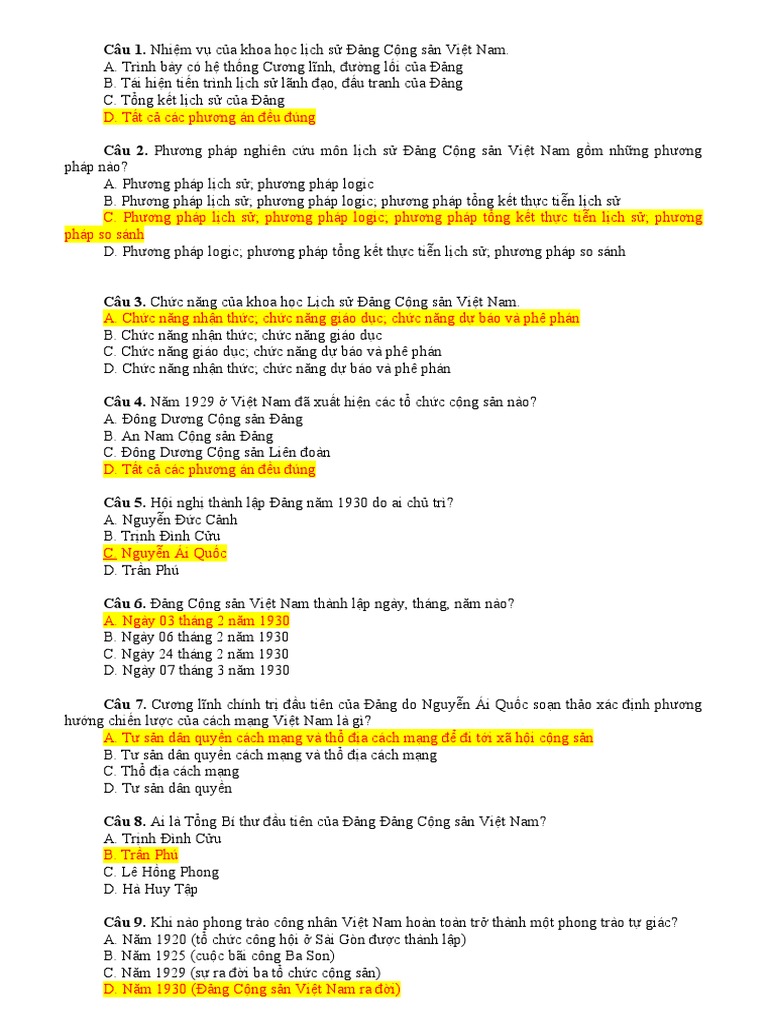 Đáp Án LSDCSVN | PDF