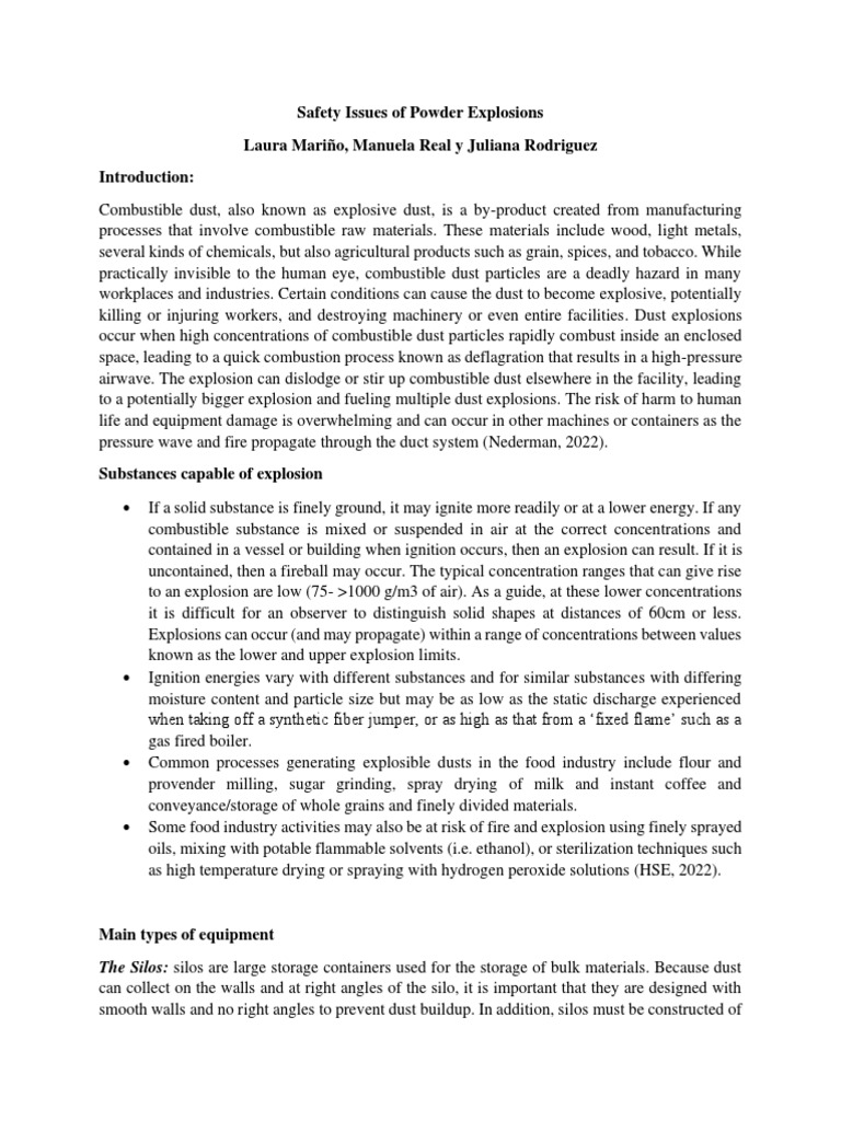 Safety Issues of Powder Explosions | PDF | Explosion | Combustion