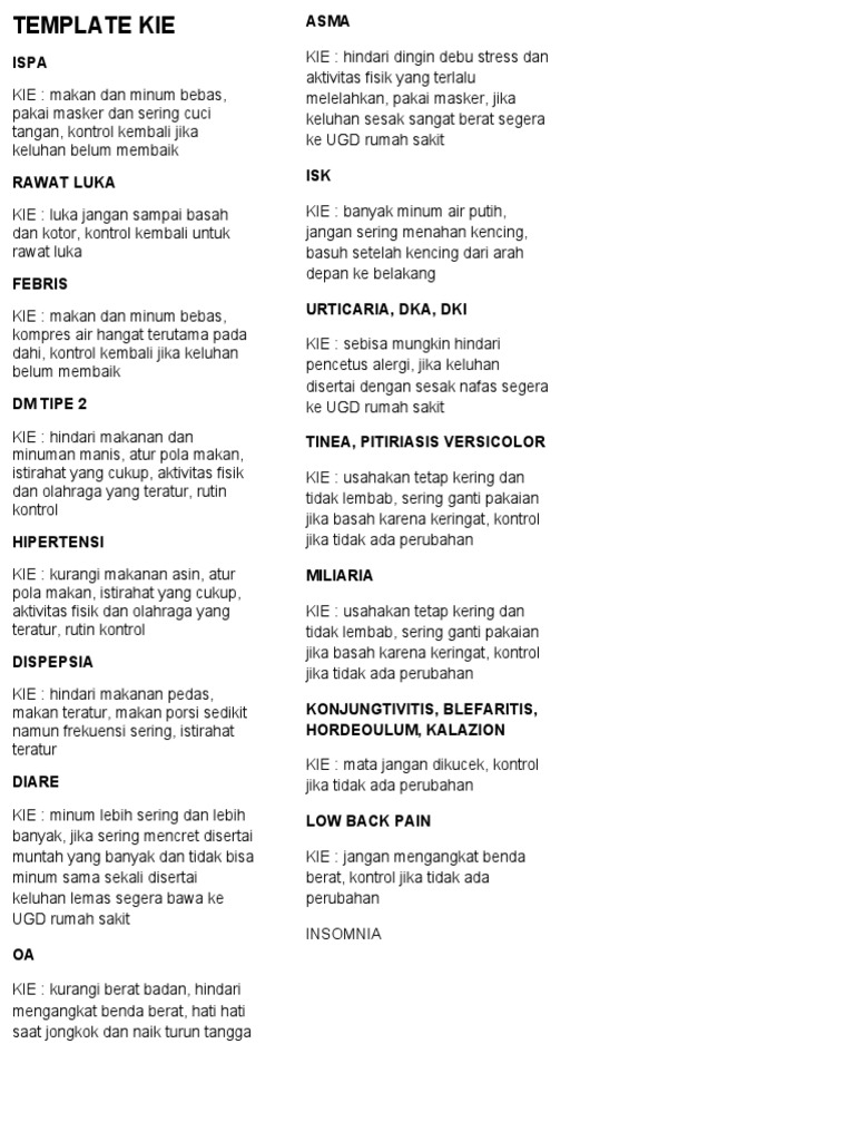 KIE Pasien Dengan Beberapa Jenis Penyakit | PDF