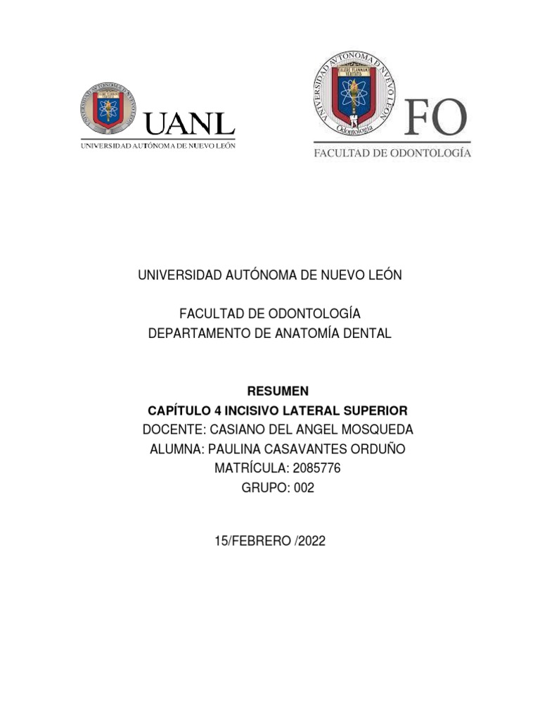 Anatomía del Incisivo Lateral Superior | PDF | Odontología | Boca