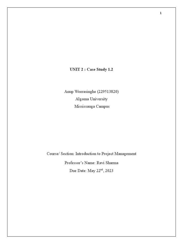 Pmal 105 - Unit 2 Cs 1.2 | PDF | Project Management | Life Cycle Assessment