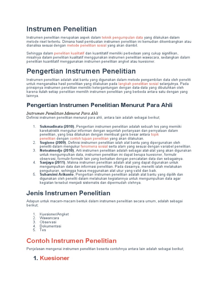 Instrumen Penelitian | PDF | Sains & Matematika | Komputer