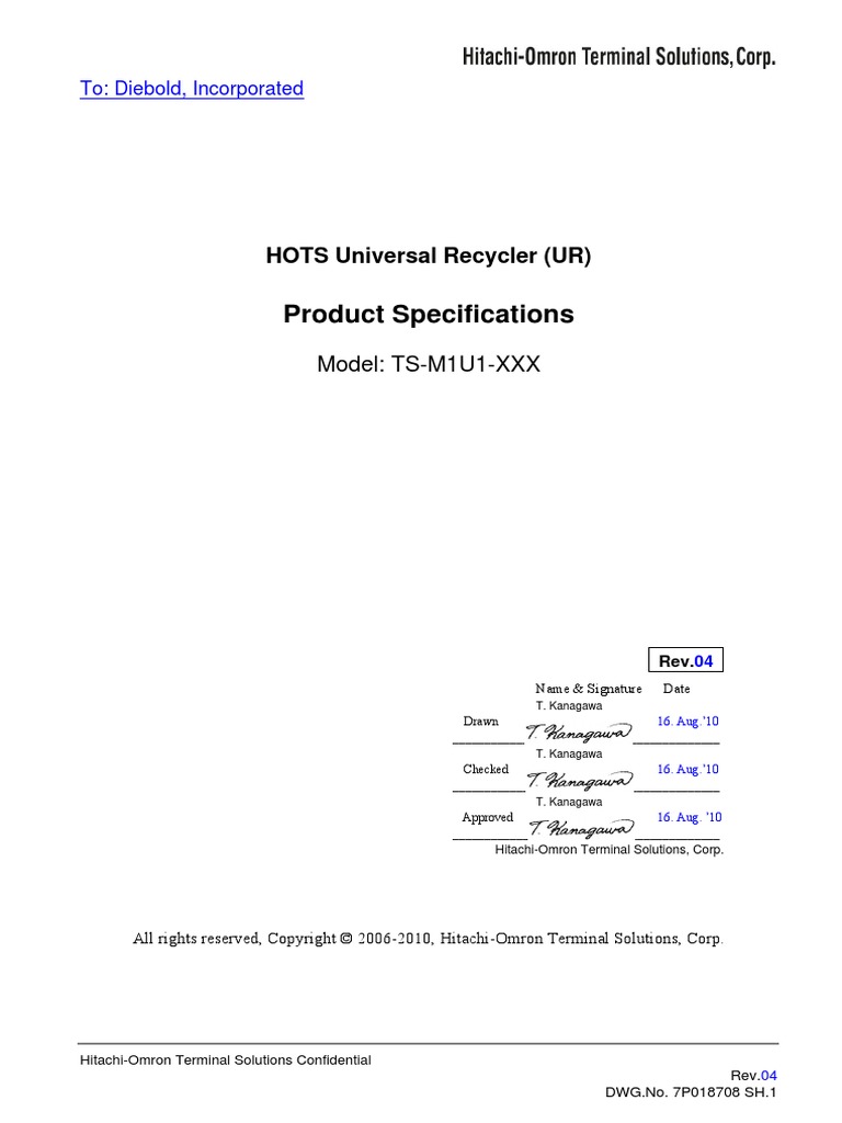 ECRM UR ProductSpec D04 | PDF | Automated Teller Machine | Currency