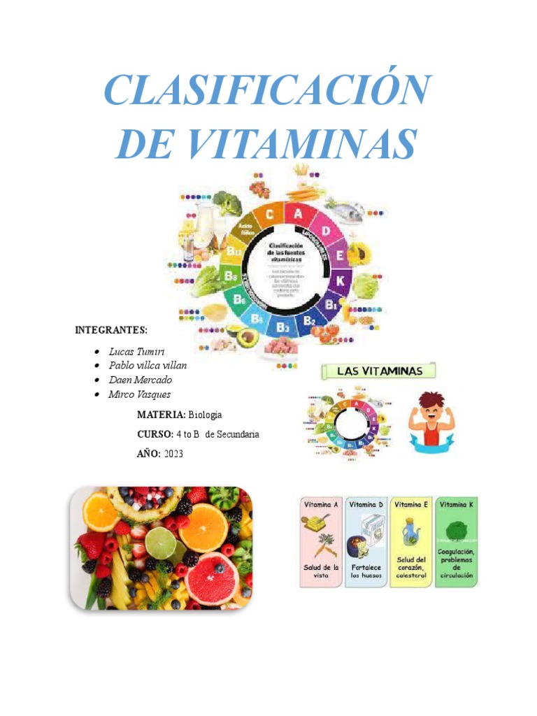 CLASIFICACIÓN DE VITAMINAS | PDF