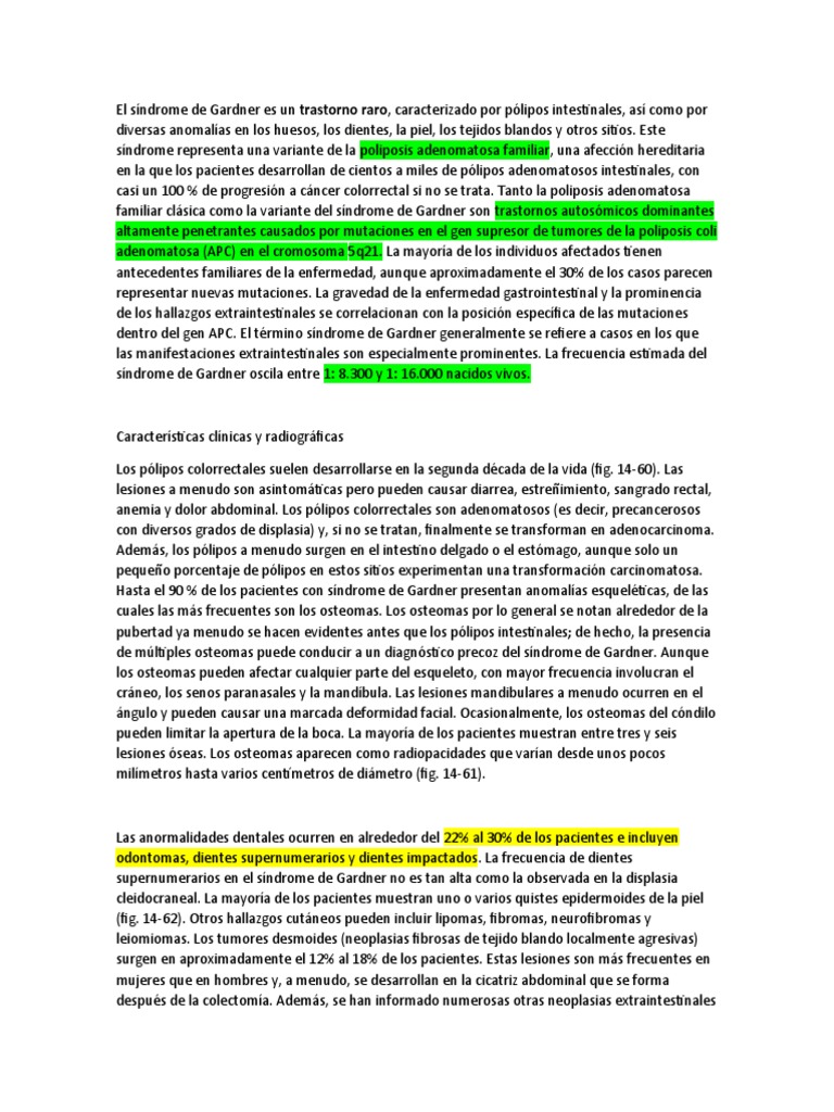 Gardner Syndrome Is A Rare Disorder | PDF | Sarcoma | Especialidades ...