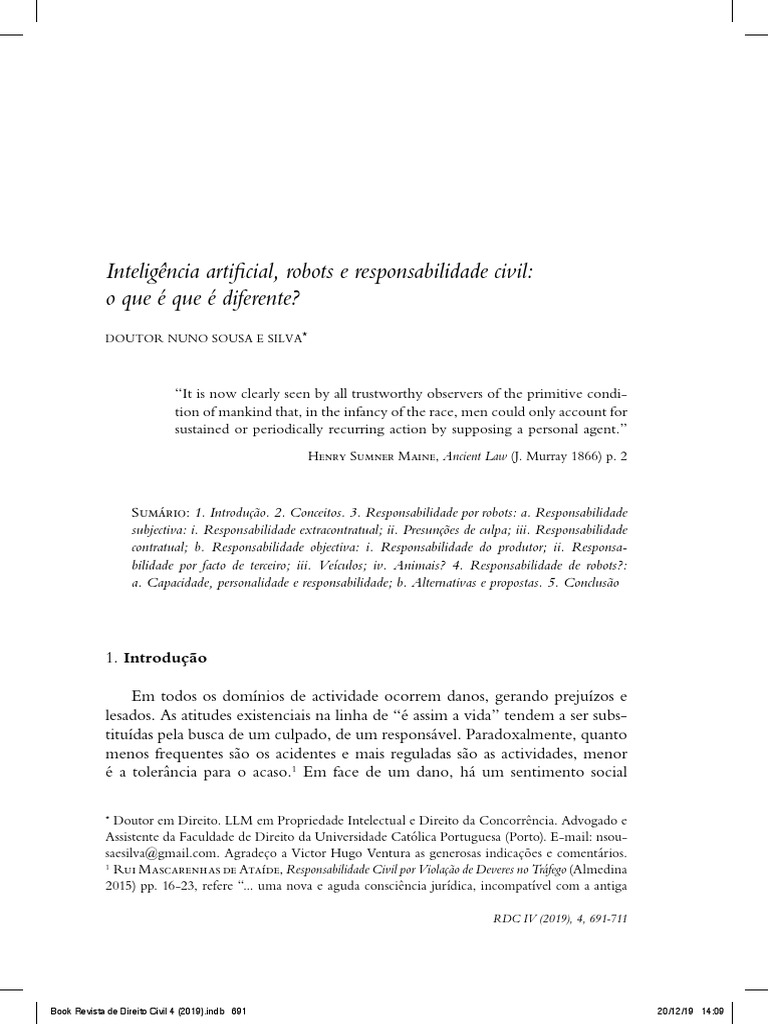 Inteligência Artificial, Robots e Responsabilidade Civil | PDF | Robô | Robótica