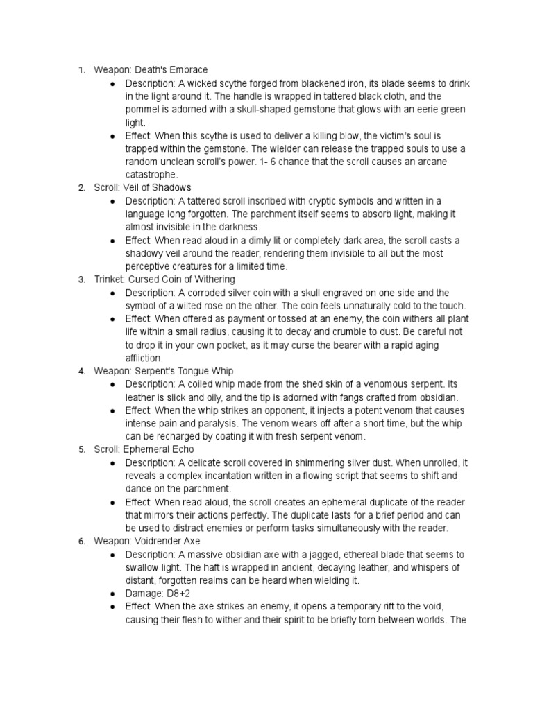 22 Mork Borg Items | PDF