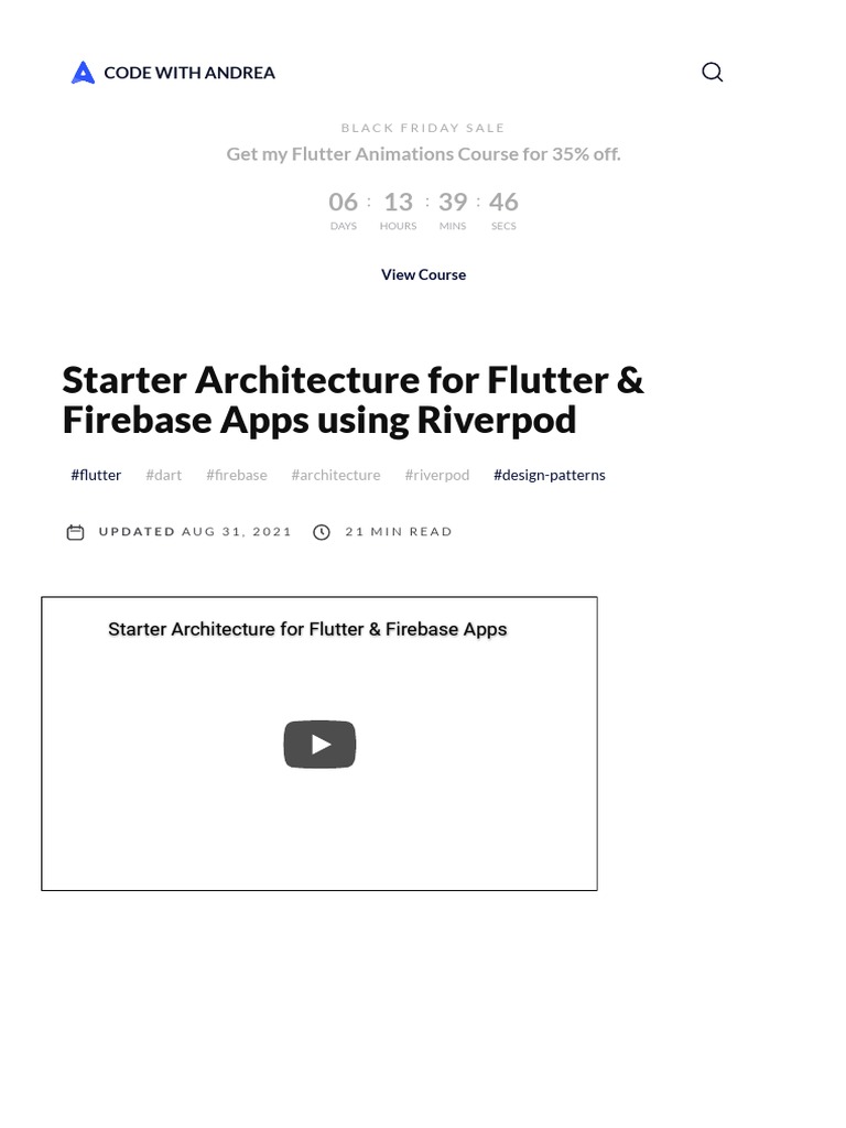 Starter Architecture For Flutter & Firebase Apps Using Riverpod | PDF | Mobile App | Class ...