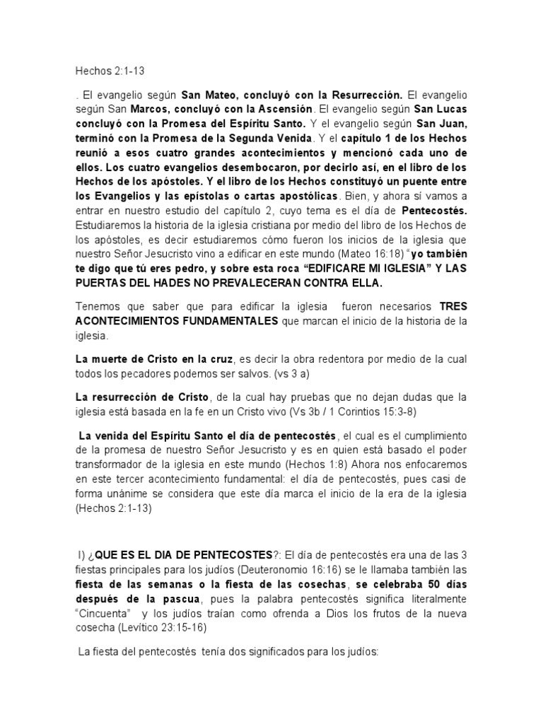 Hechos 2 | PDF | Pentecostés | espíritu Santo