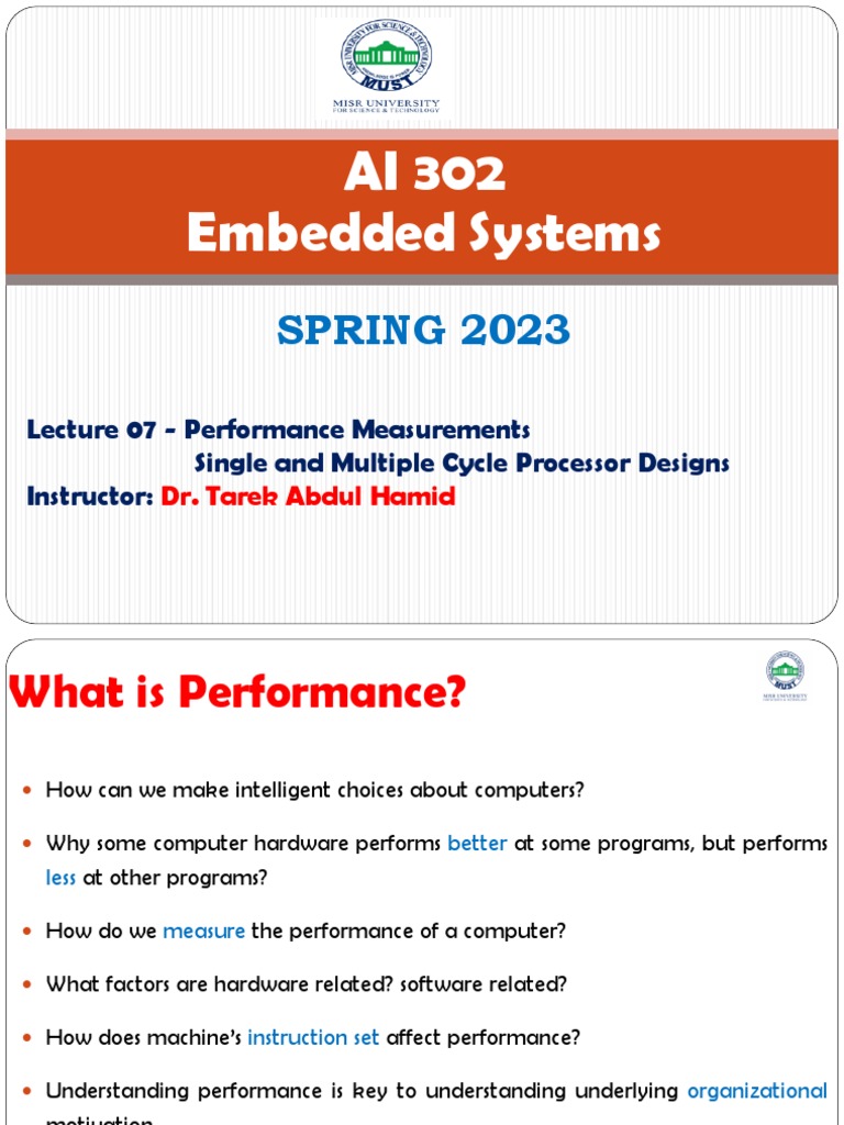 Lecture 07 Performance Measurements Single And Multiple Cycle Processor Designs Pdf