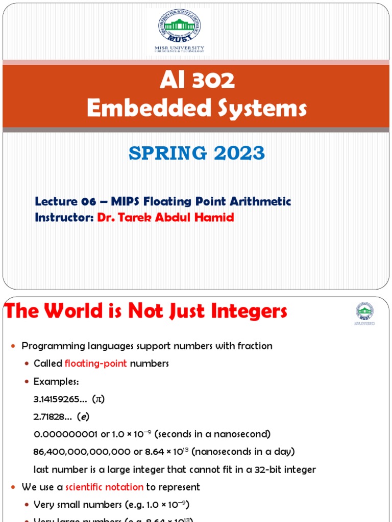 Lecture 06 - MIPS Floating Point Arithmetic | PDF | Arithmetic | Computer Engineering