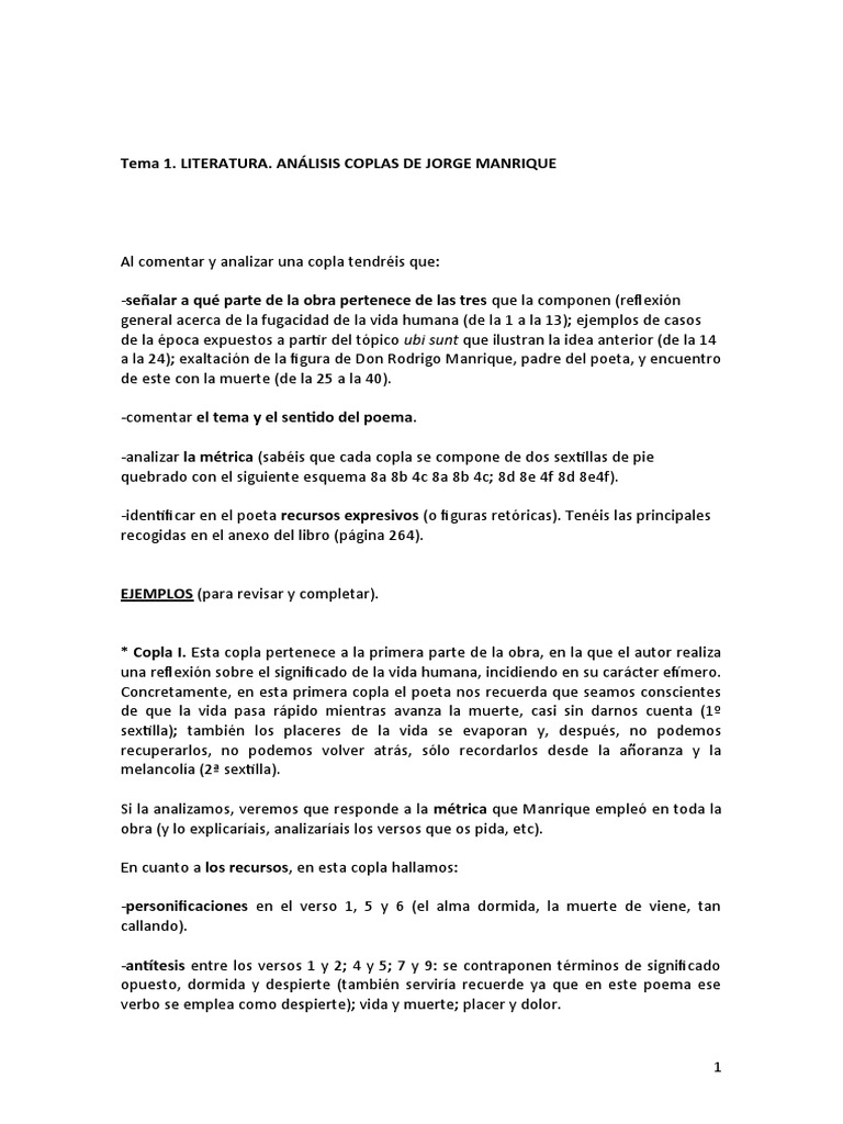 Anã Lisis - Coplas - Manrique | Descargar gratis PDF | Muerte