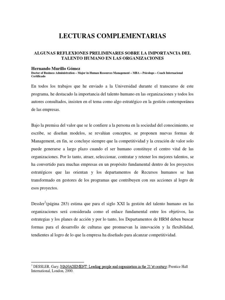 1 Módulo Lecturas Complementarias | PDF | Mercado (economía) | Gestión del talento
