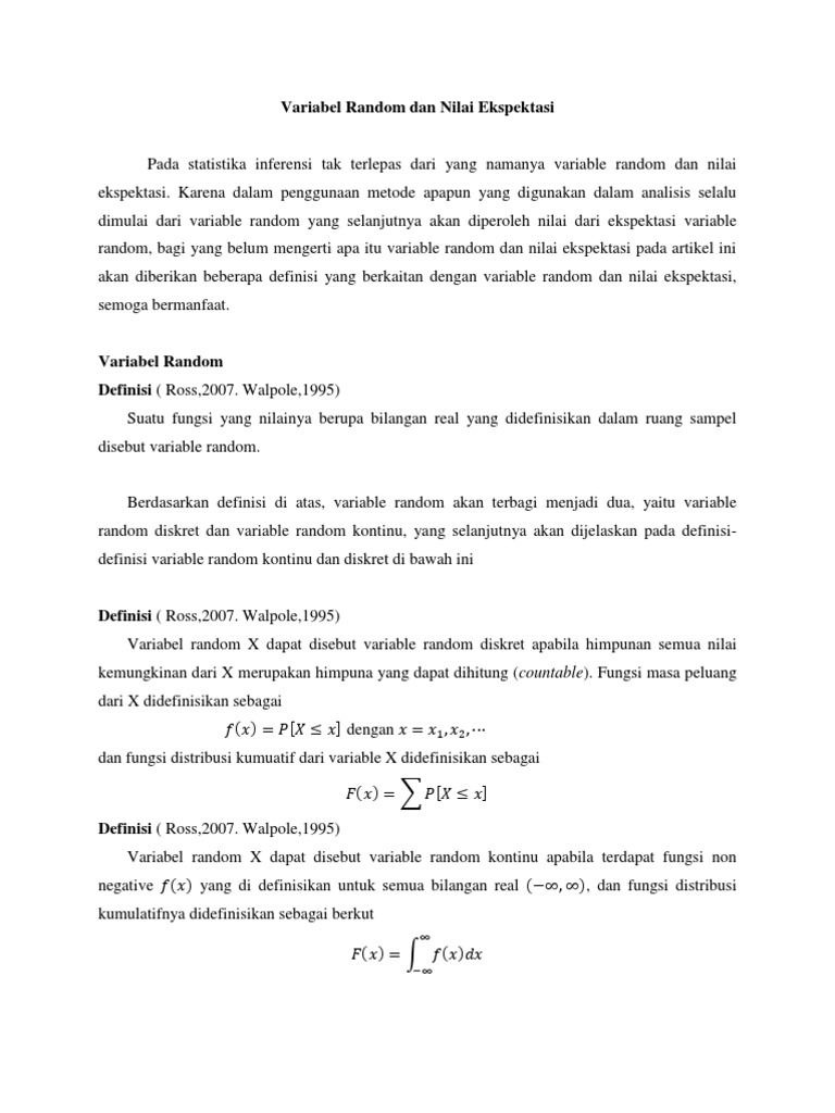 Variabel Random & Nilai Ekspektasi | PDF