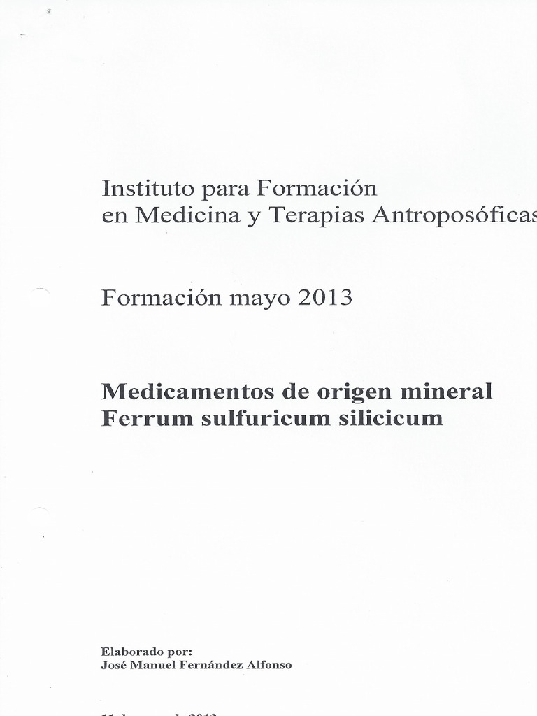 Medicamentos Origen Mineral & Ferrum Sulfuricum Silicicum | PDF