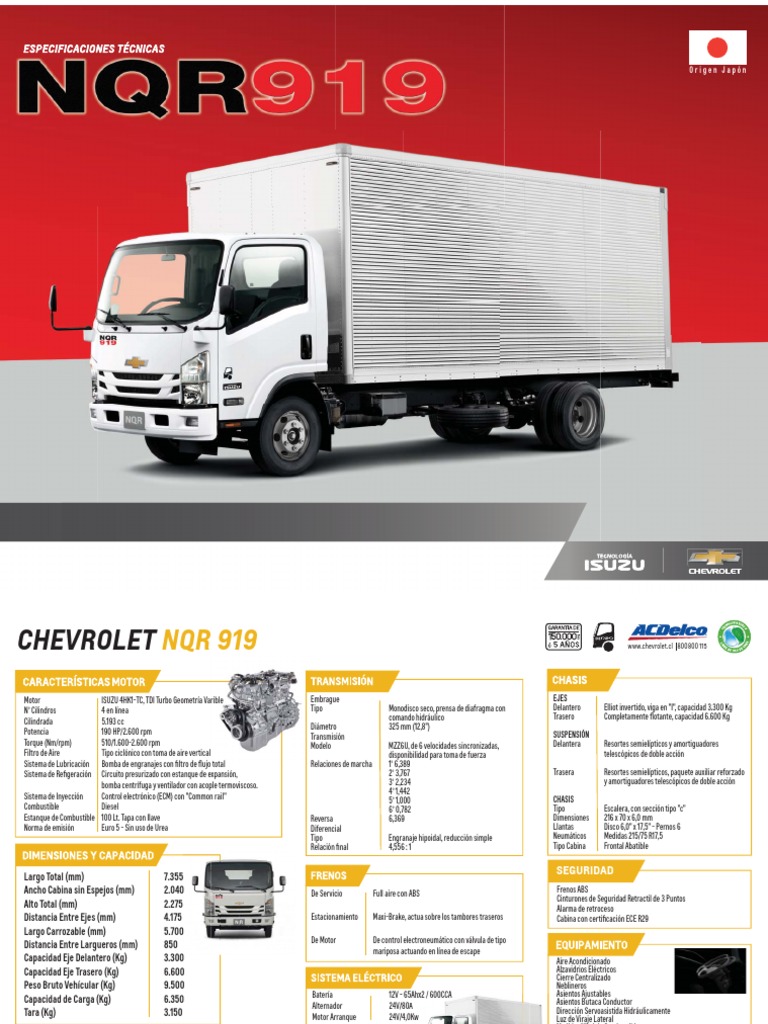 Ficha Técnica Chevrolet NQR 919 | PDF | Engranaje | Vehículo de motor