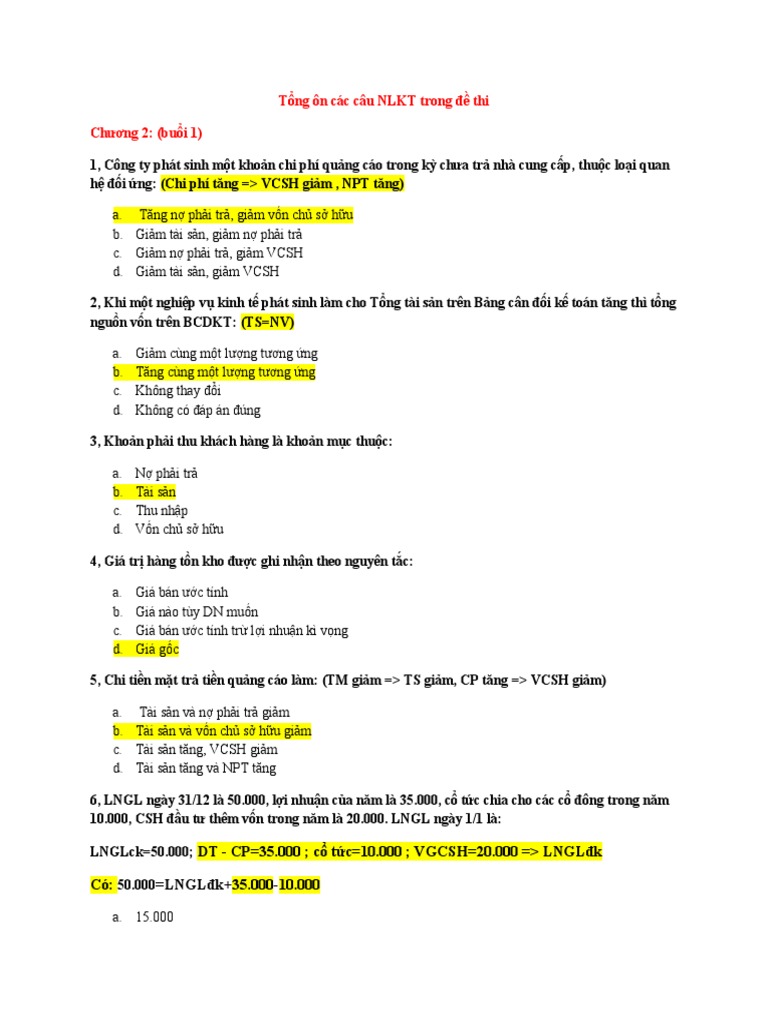 Tổng ôn các câu NLKT trong đề thi | PDF
