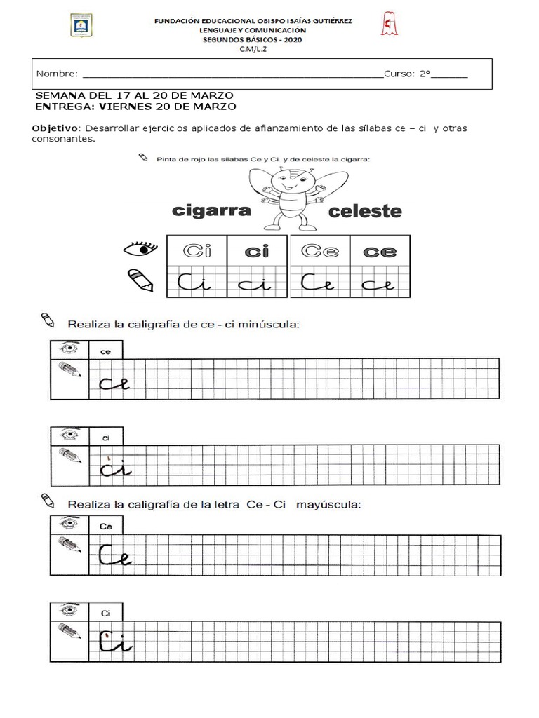 LENGUAJE GUIA 1 Sílabas Ce Ci | PDF