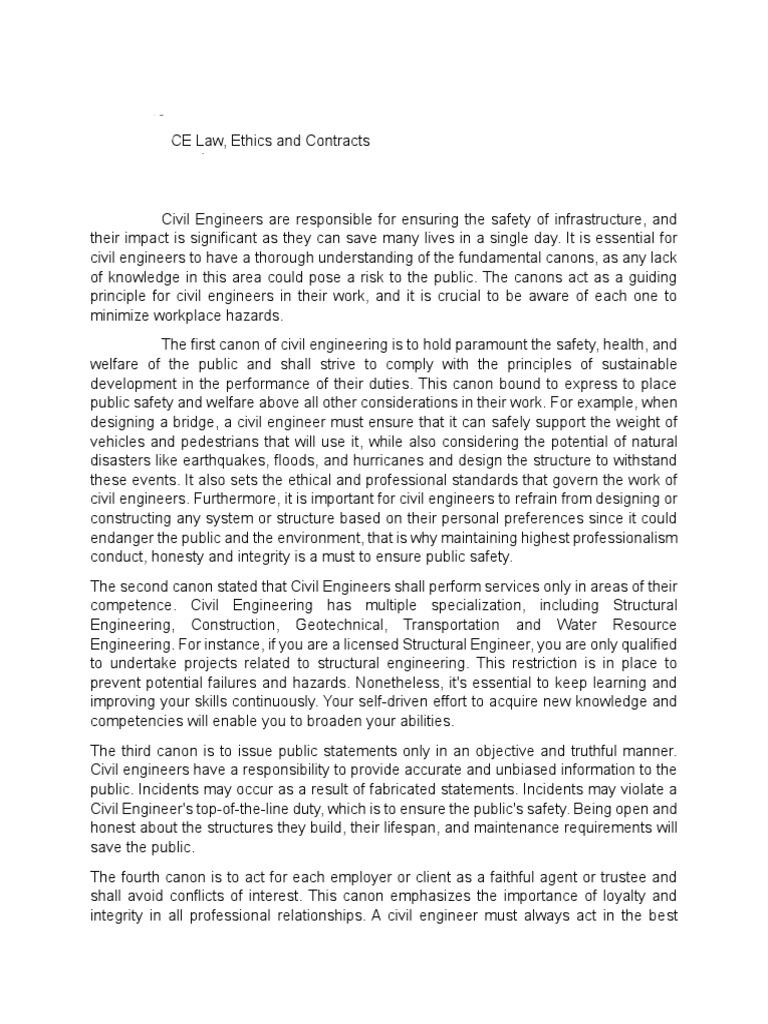Ce Law, Ethics and Contracts.2 | PDF | Civil Engineering | Safety