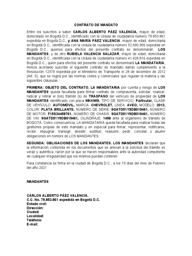 Contrato de Mandato | PDF