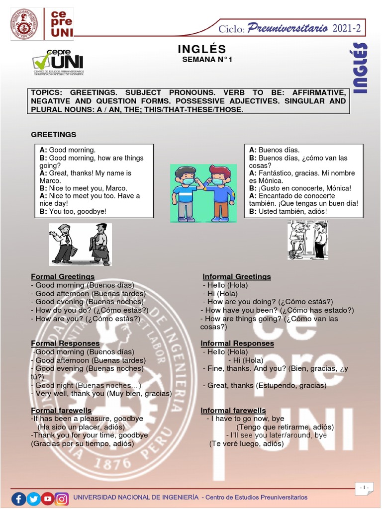 INGLÉS Material de Estudios PRE 2021-2 | PDF | Lingüística | Morfología Lingüística