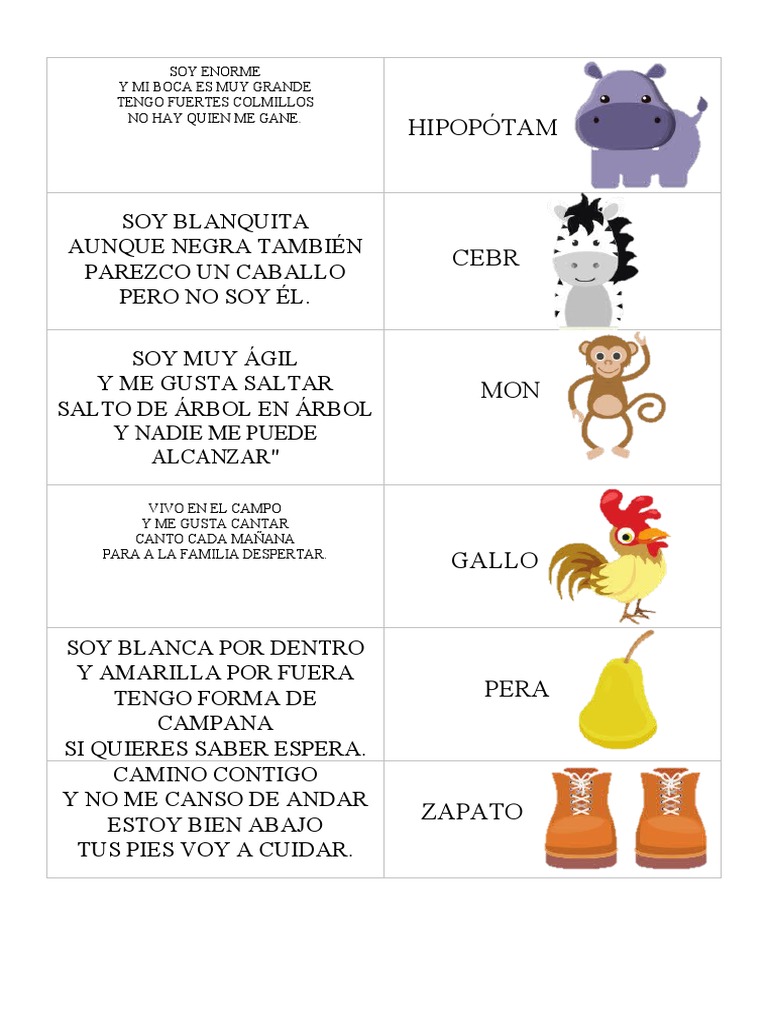 Adivinanzas Con Dibujos | PDF