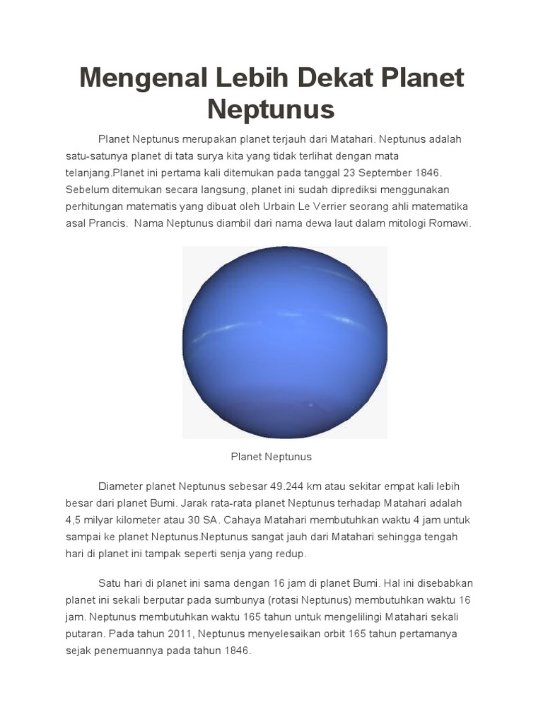 Mengenal Lebih Dekat Planet Neptunus | PDF