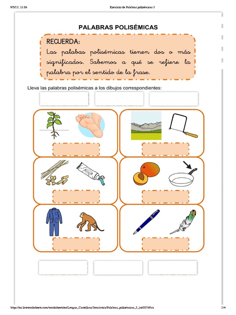 Ejercicio de Palabras Polisémicas 3 | PDF | Estudios de idiomas extranjeros