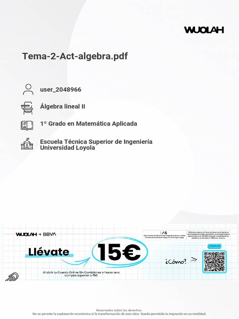 Wuolah Free Tema 2 Act Algebra | PDF | Física Matemática | Objetos matemáticos