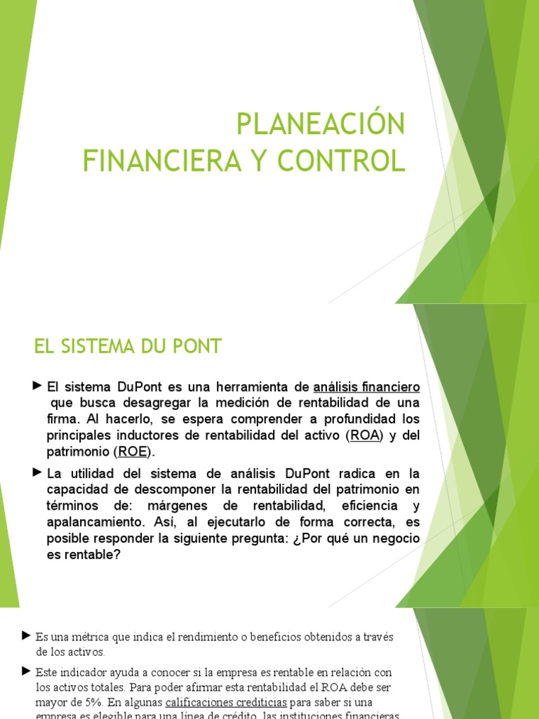 5.planeacion Financiera y Control | PDF | Rentabilidad sobre recursos propios | Apalancamiento ...