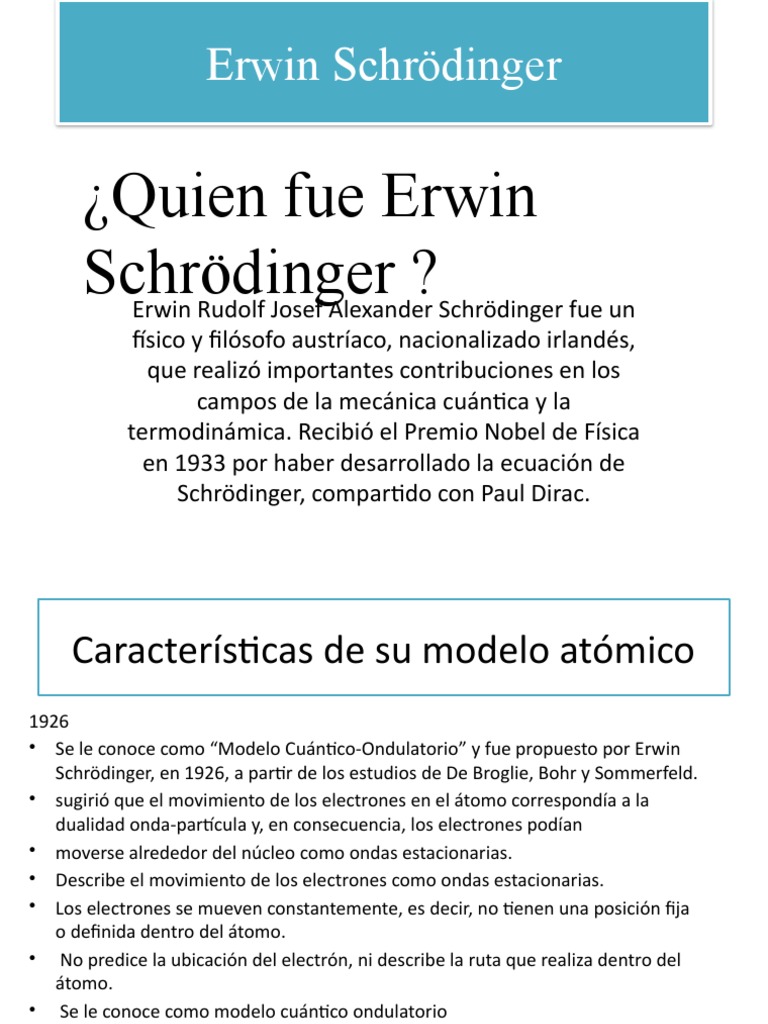 Erwin Schrödinger y su Modelo Cuántico 1926 | PDF