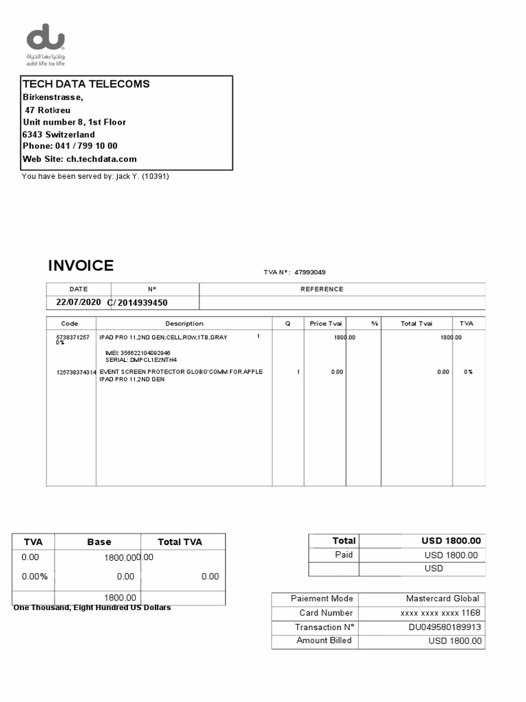 pdfcoffee.com_invoice-emirates-integrated-telecoms-3-pdf-free_2 | PDF