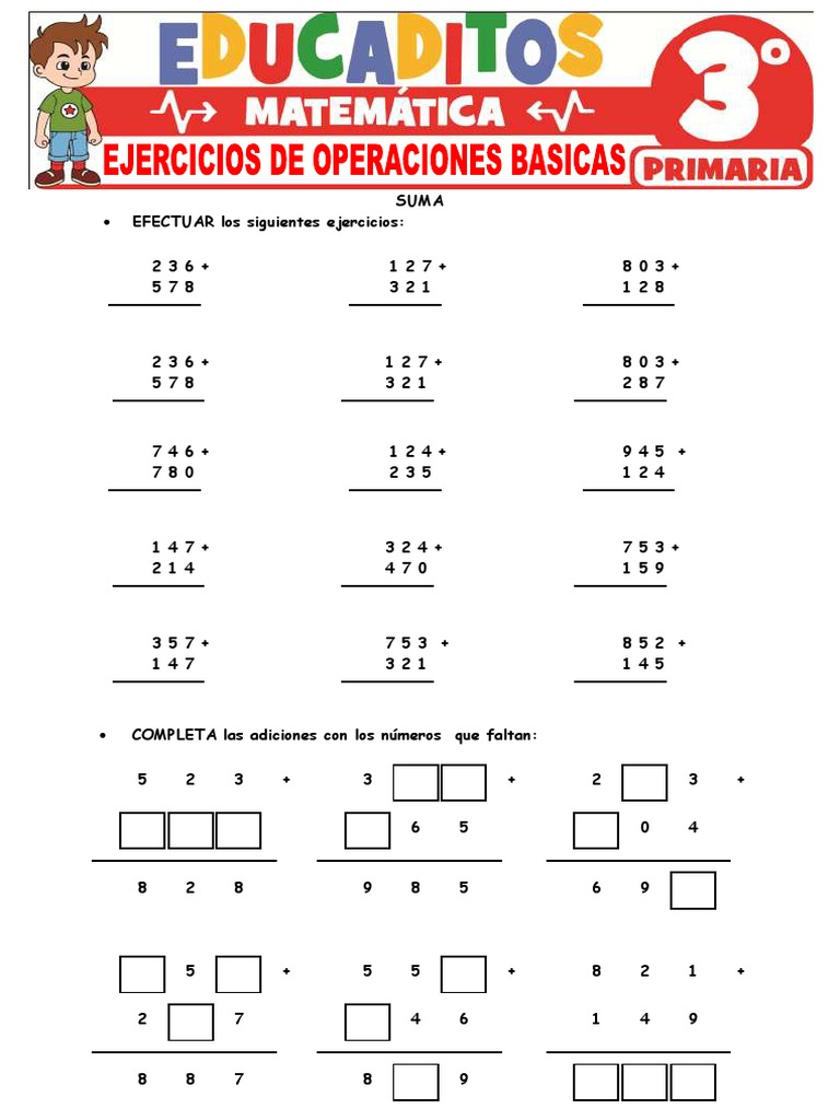 Ejercicios de Operaciones Basicas para Tercer Grado de Primaria | PDF ...