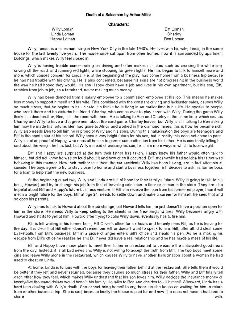 Death of A Salesman Summary | PDF