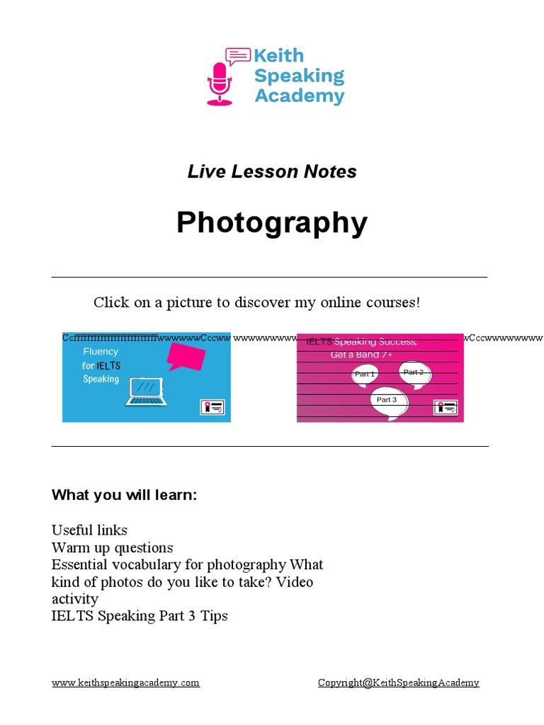 Photography - Lesson Notes | PDF | Photograph | International English ...