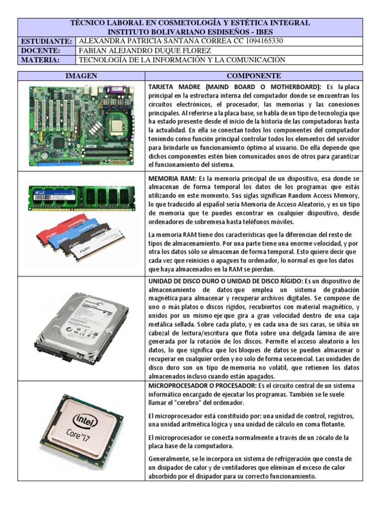 Componentes de La Cpu | PDF | Almacenamiento de datos de la computadora ...