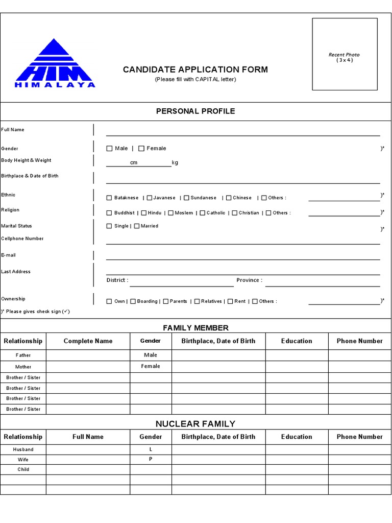Candidate Application Form Details | PDF
