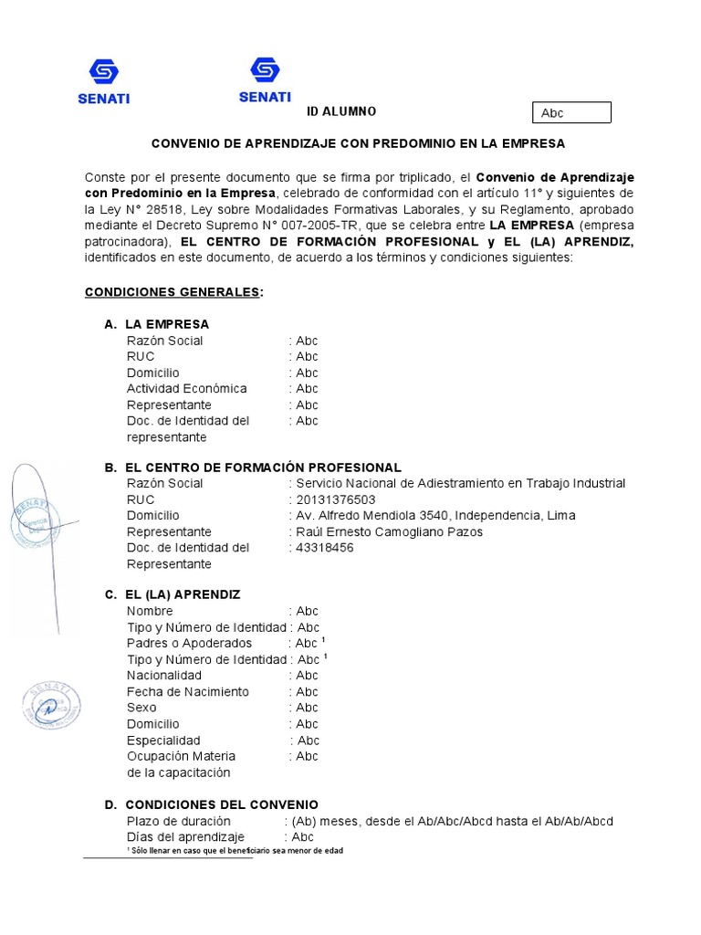 1. CONVENIO DE APRENDIZAJE CON PREDOMINIO EN LA EMPRESA DZLC 18.07.2022 ...