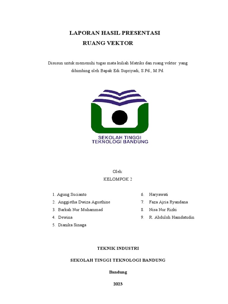 Laporan Hasil Presentasi Ruang Vektor Kelompok 1 | PDF