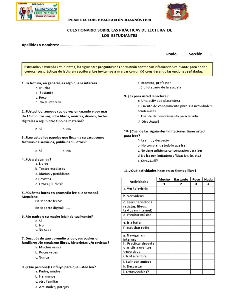 Encuesta sobre Prácticas de Lectura Infantil | PDF
