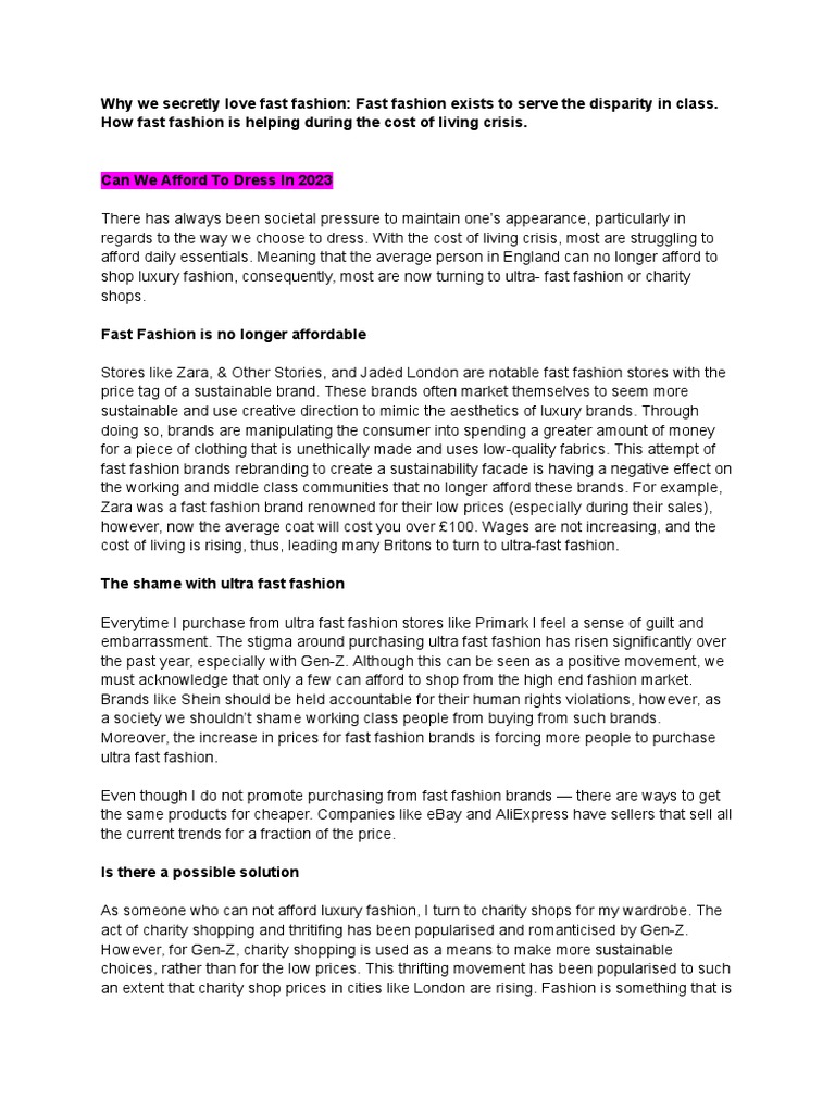 Fast Fashion | PDF | Cost Of Living | Fashion