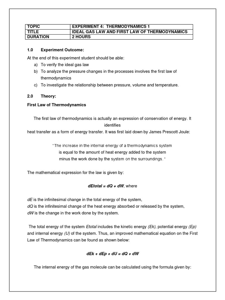 Labsheet 4 | PDF | Gases | Heat