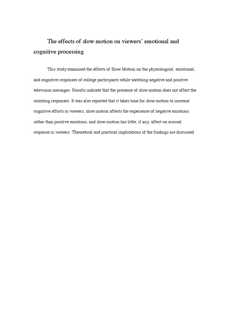 Impact of Slow Motion on Emotions | PDF | Affect (Psychology) | Emotions