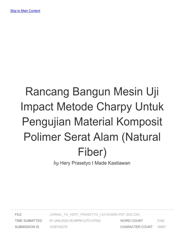 TURNITIN-Rancang Bangun Mesin Uji Impact Metode Charpy Untuk Pengujian ...